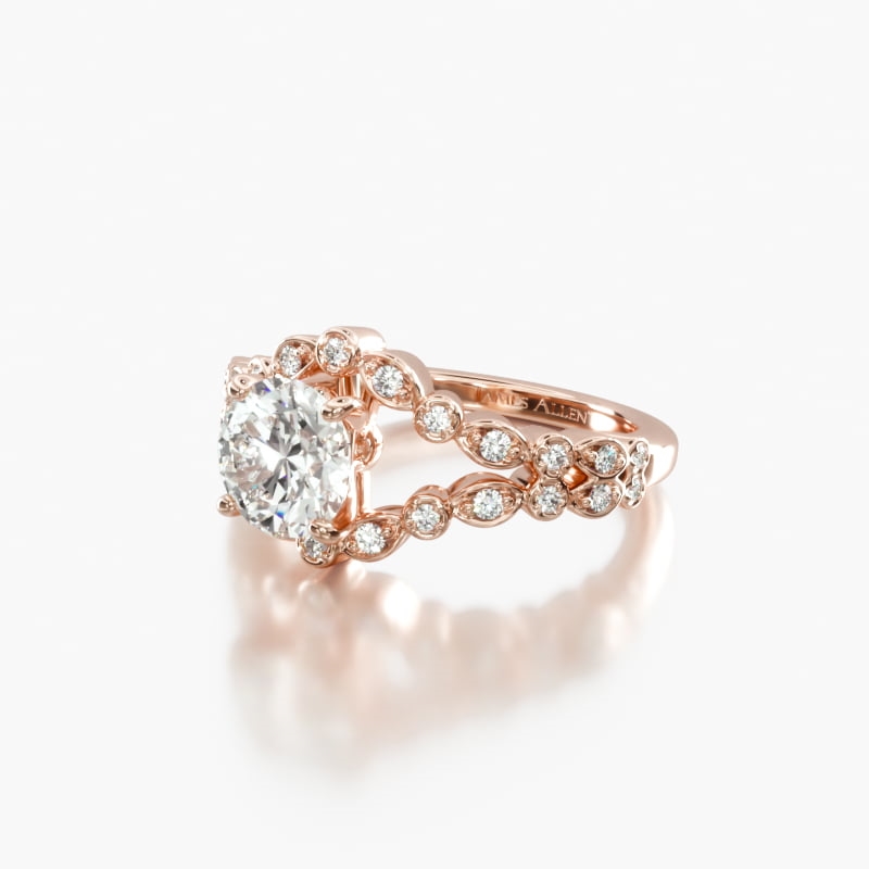 14K Rose Gold Alternating Shapes Open Split Shank-17032r