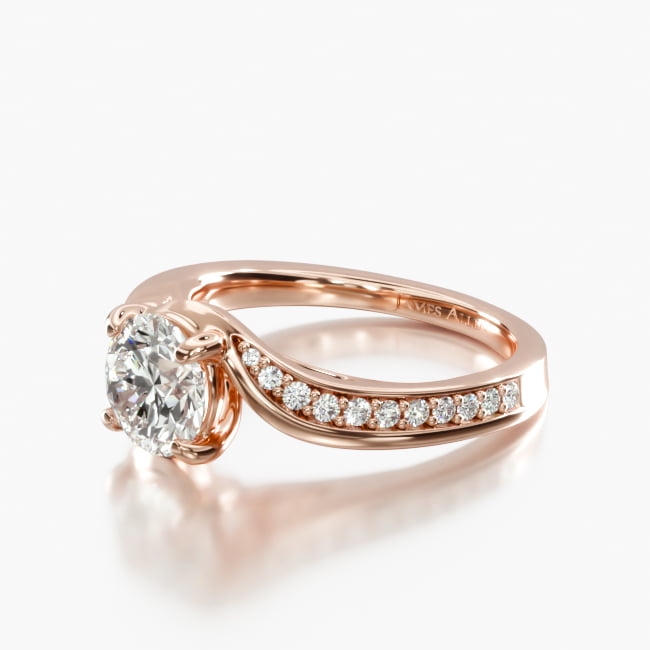 14K Rose Gold Perfectly Matched Pavé Bypass Wedding Ring-14821r14