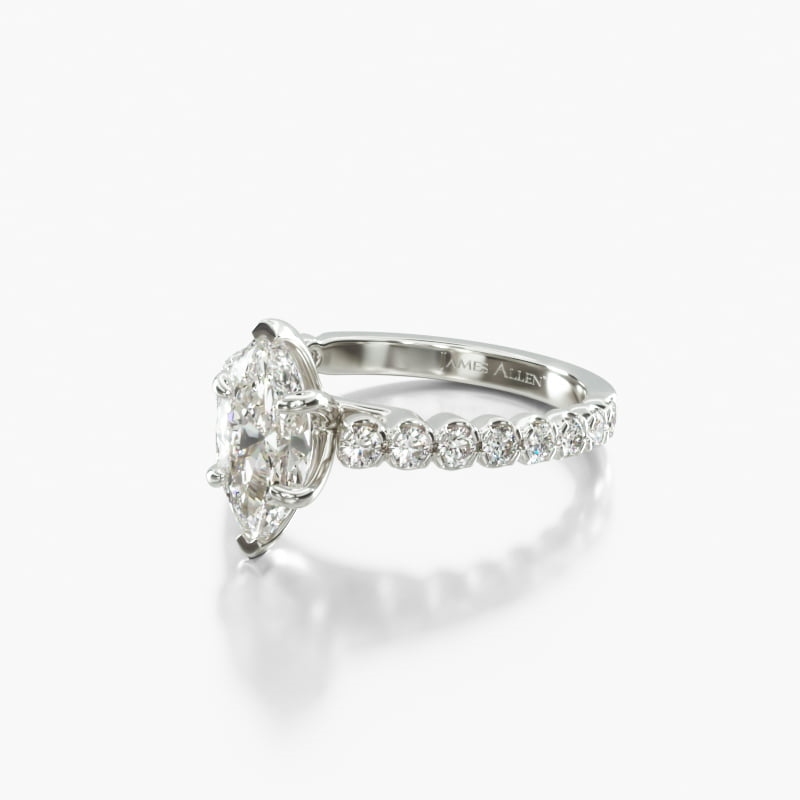 14K White Gold Scallop Style Diamond Engagement Ring