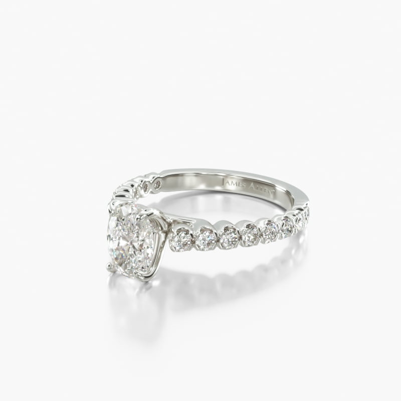 Platinum Scallop Style Diamond Engagement Ring