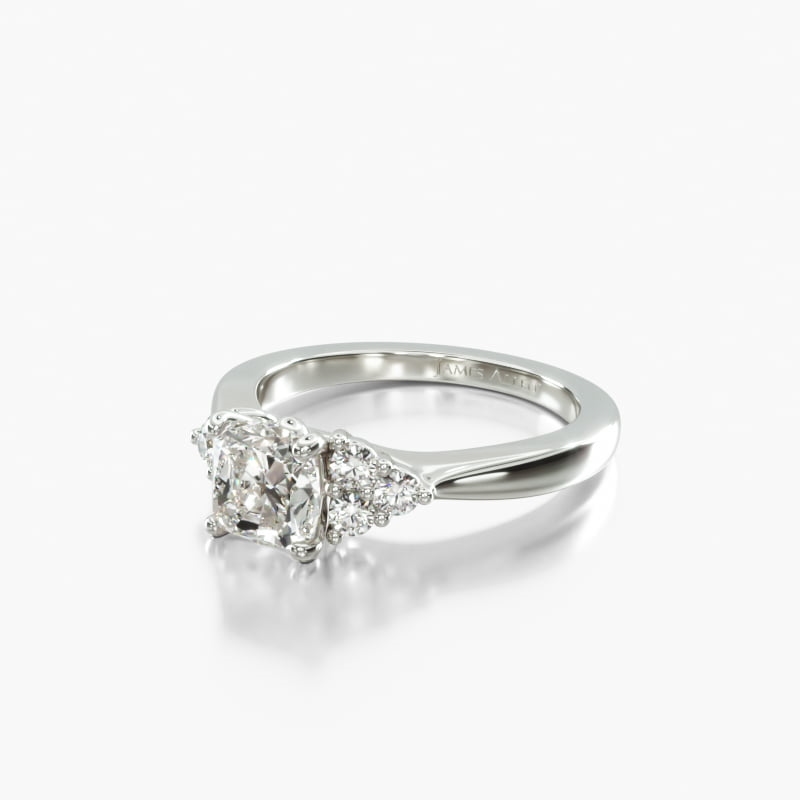 14K White Gold Triple Diamond Engagement Ring