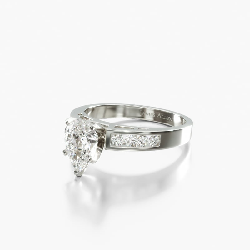14K White Gold Channel Set Diamond Engagement Ring