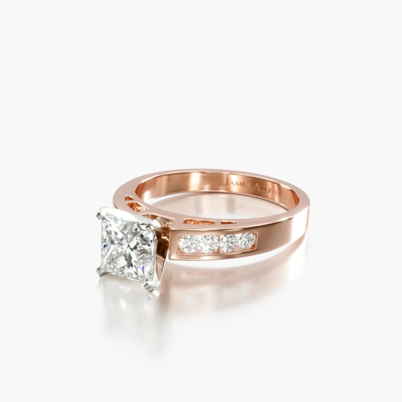 14K Rose Gold Channel Set Diamond Engagement Ring