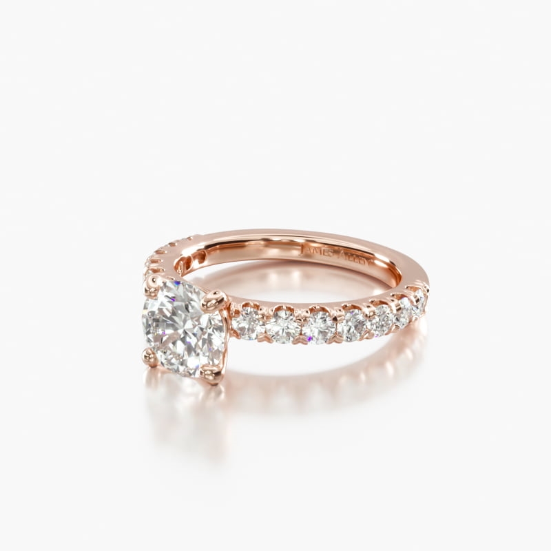 14K Rose Gold Cut Down Pavé Diamond Engagement Ring