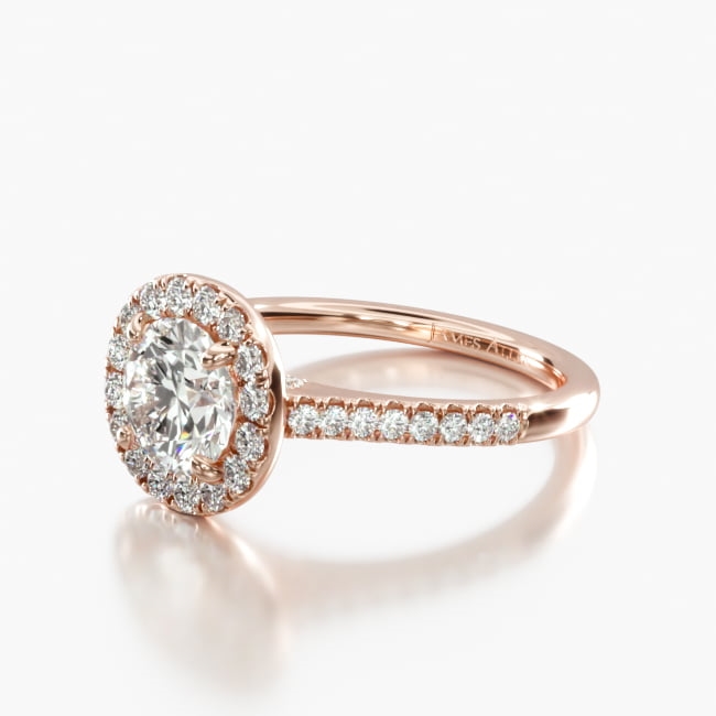 14K Rose Gold Thin Pavé Set Diamond Wedding Ring-14205r14