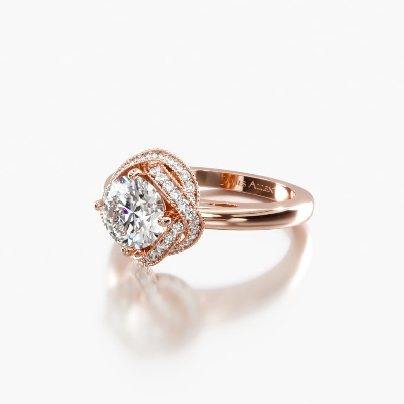 14K Rose Gold Infinity Milgrain Halo Engagement Ring-17535r14