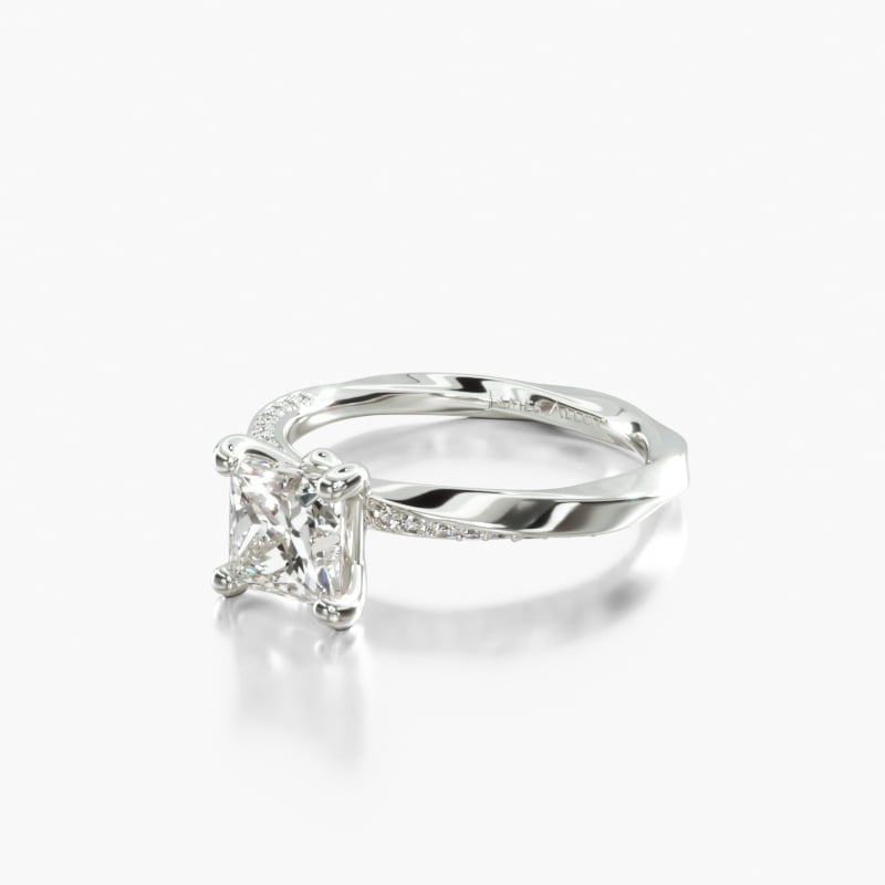 Platinum Helix Pavé Engagement Ring