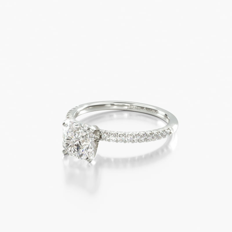 1.66 Carat K-SI1 Radiant Cut Diamond Petite Pavé Engagement Ring