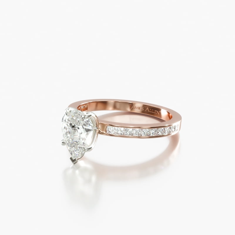 14K Rose Gold Channel Set Princess Cut Diamond Engagement Ring