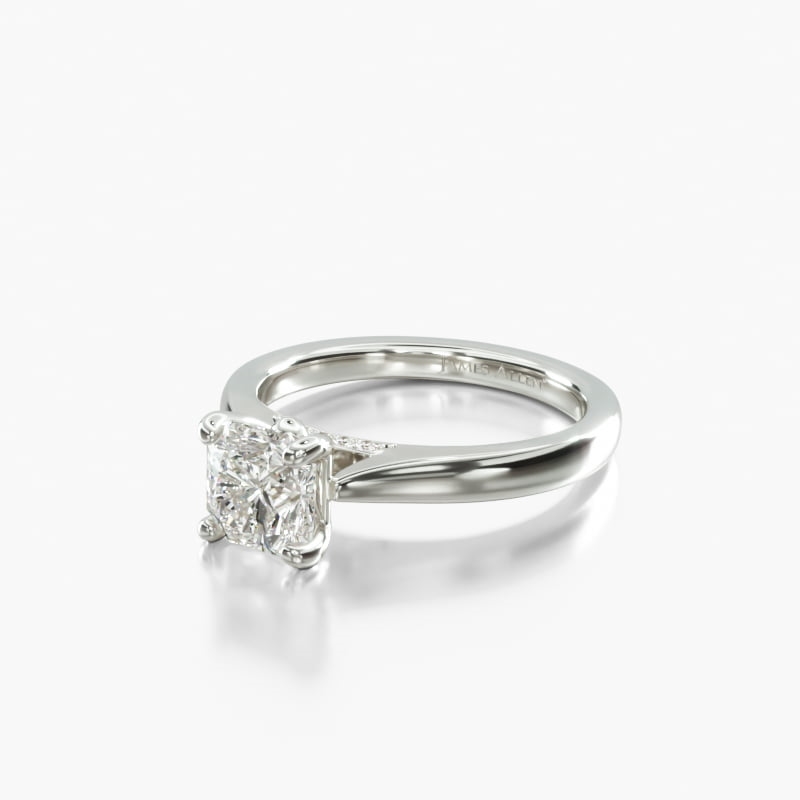 Platinum Pavé Accented Tapered Solitaire