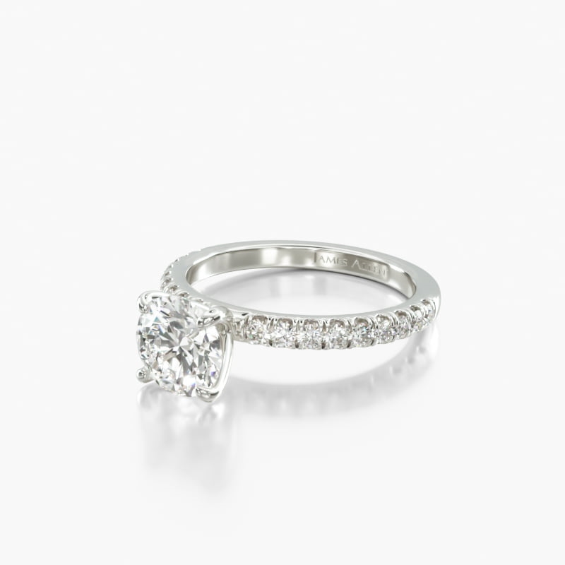 14K White Gold Single Row Pavé Engagement Ring-17773w14