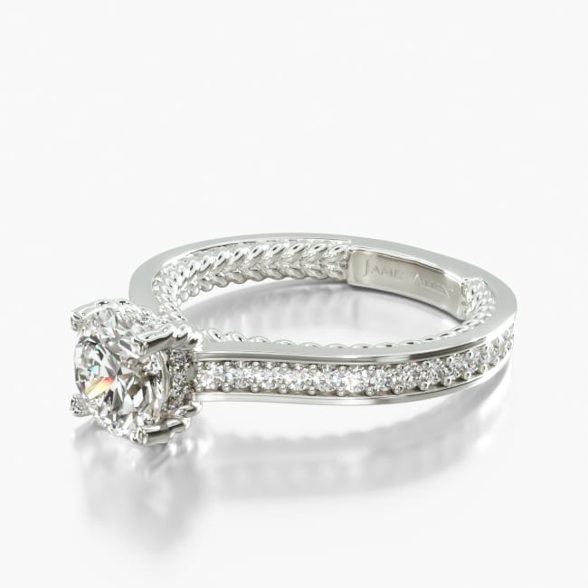 Platinum Cable Profile Pavé Diamond Matching Wedding Ring-15837p