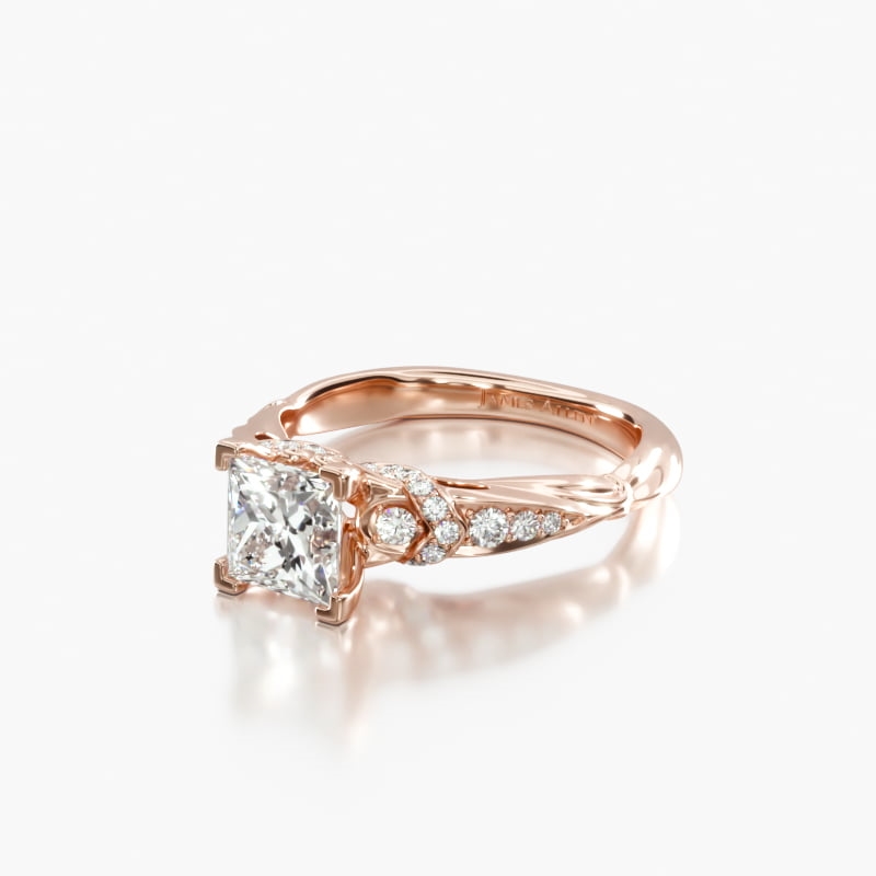 14K Rose Gold Graduated Pavé Engagement Ring