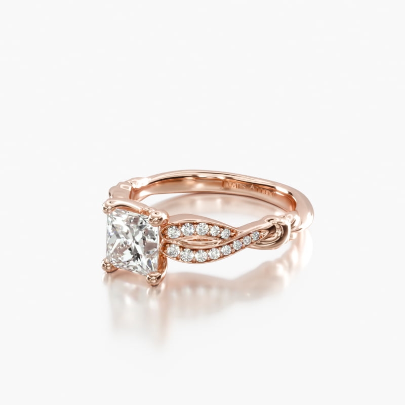 14K Rose Gold Pavé Crossover Engagement Ring