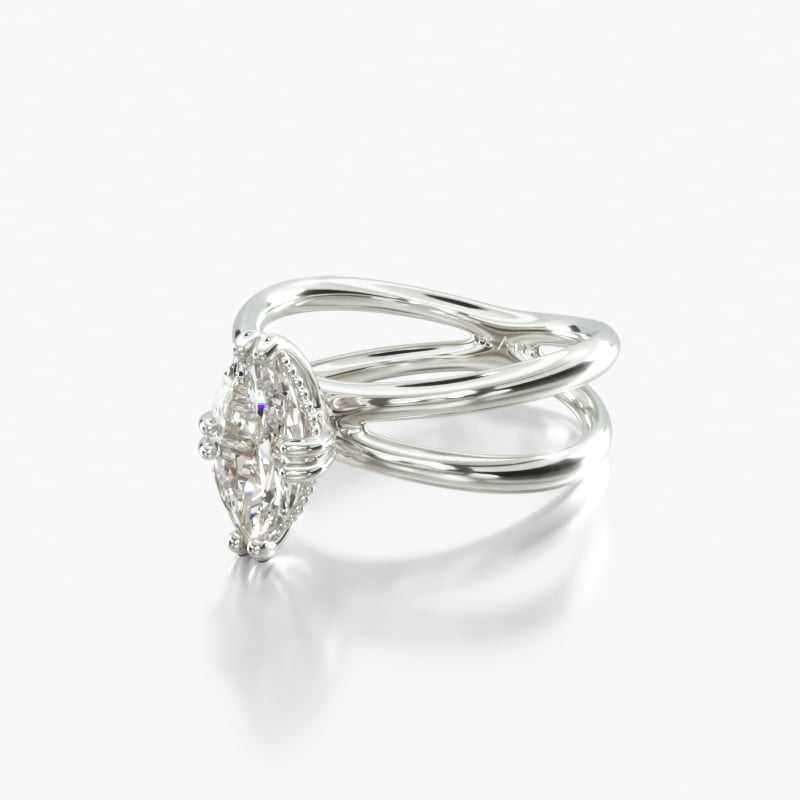 14K White Gold Criss Cross Diamond Solitaire
