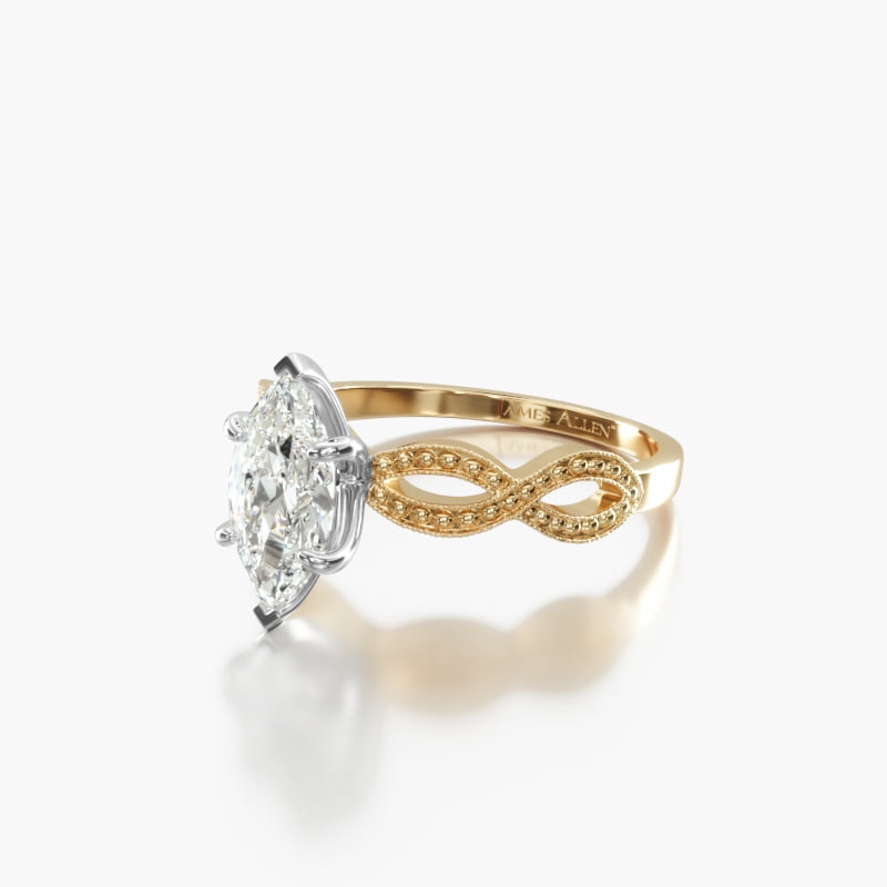 14K Yellow Gold Vintage Infinity Engagement Ring