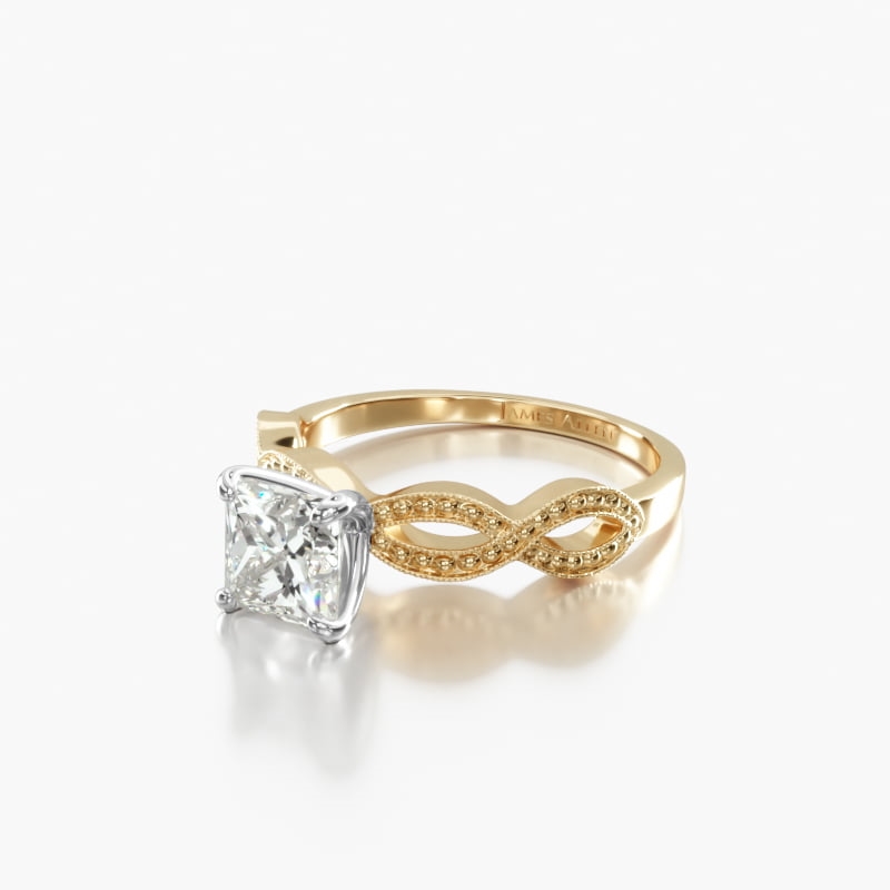 14K Yellow Gold Vintage Infinity Engagement Ring
