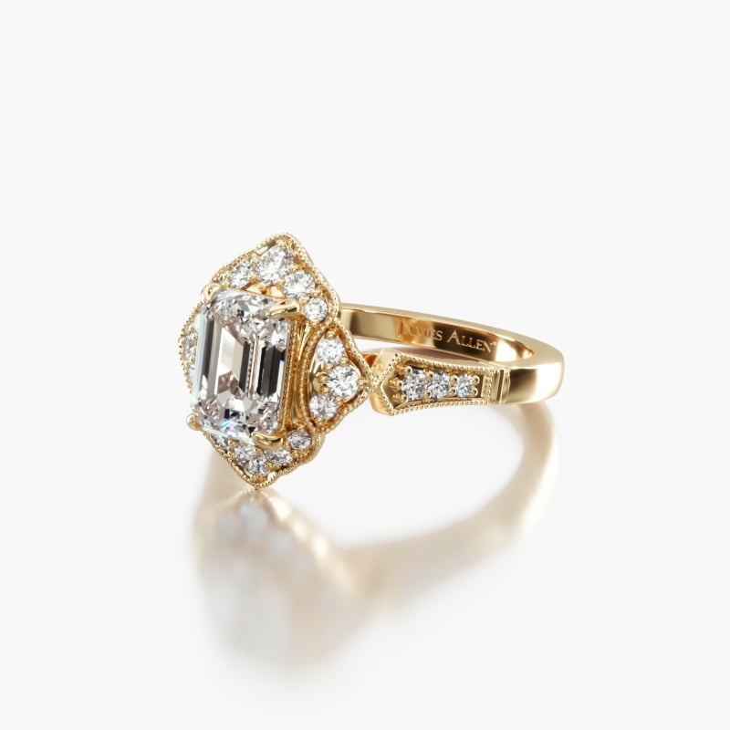 14K Yellow Gold Regal Frame Diamond Engagement Ring