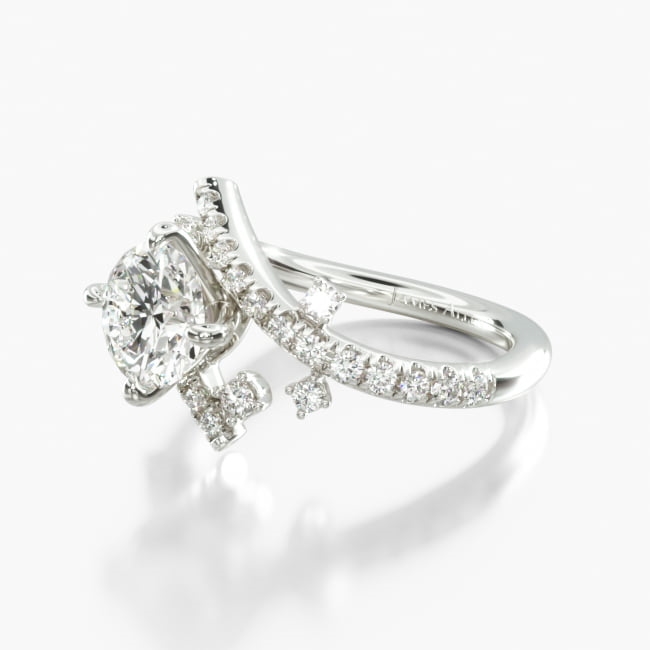 14K White Gold Blossom Tree Diamond Ring-15104w14