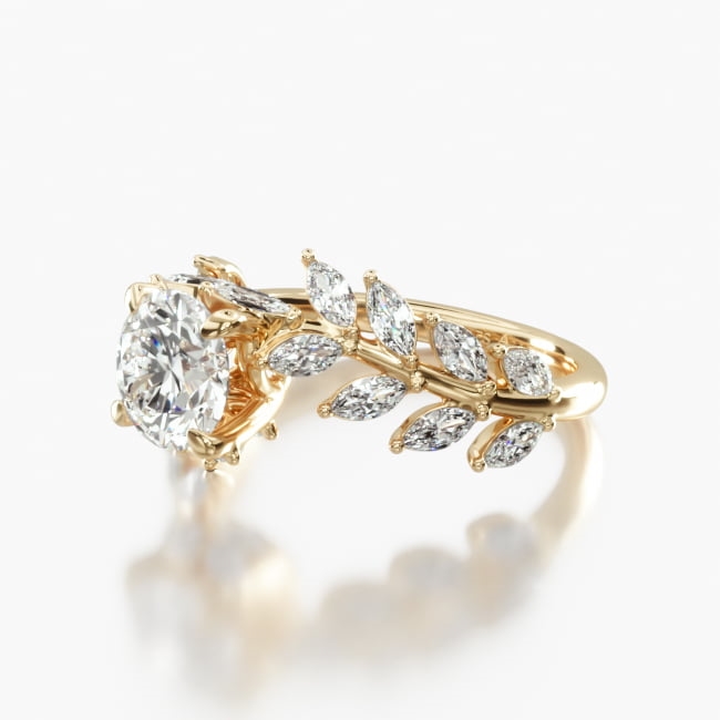 18K Yellow Gold Diamond Vine Wedding Ring-15139y