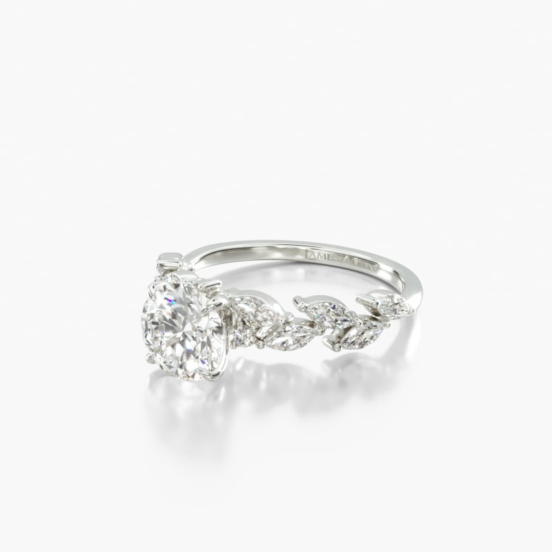 Platinum Floral Diamond Vine Engagment Ring-18141p