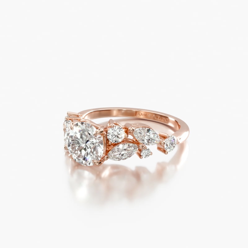 14K Rose Gold Diamond Nest Engagement Ring-18142r14