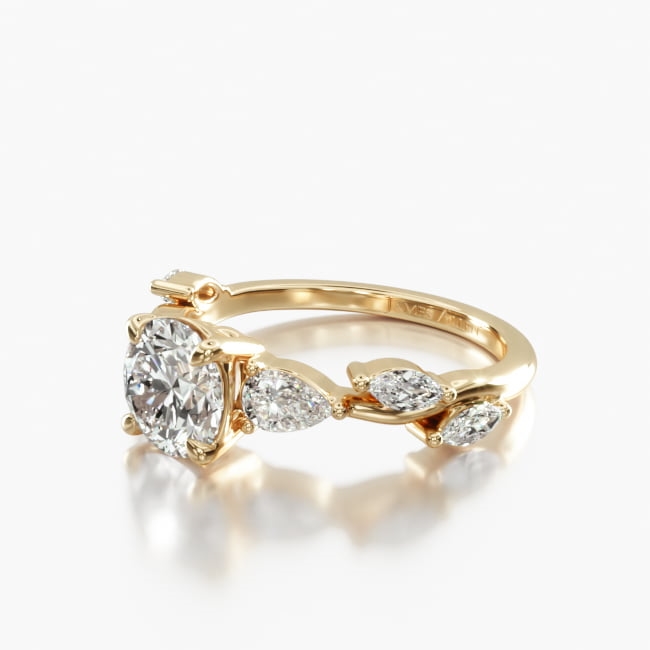 14K Yellow Gold Pavé Diamond and Marquise Ring-15145y14