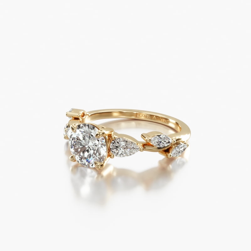14K Yellow Gold Diamond Vine Engagement Ring-18145y14