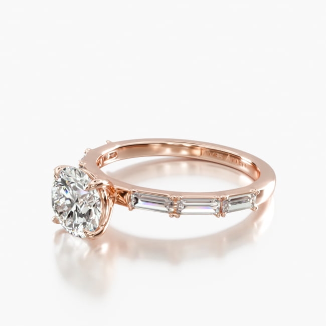 14K Rose Gold Floating Diamond Line Wedding Ring-15147r14