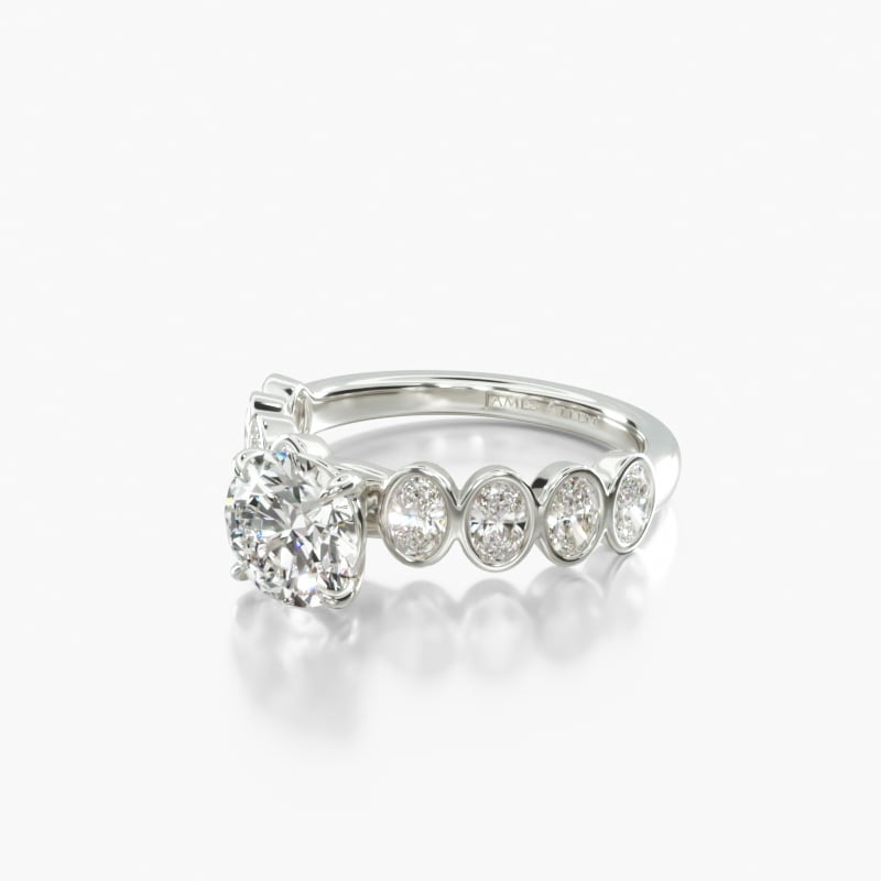 Platinum Bezel Set Oval Diamond Engagement Ring-18154p