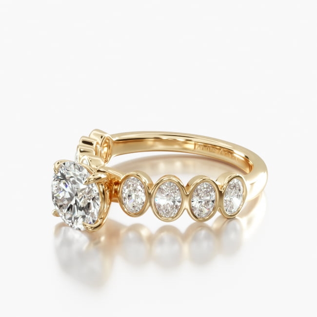 14K Yellow Gold Bezel Set Oval Diamond Wedding Ring-15154y14