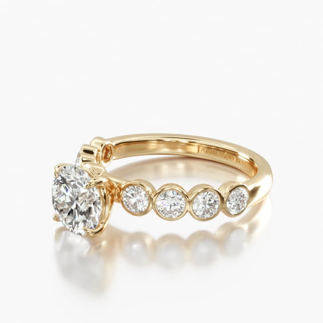 18K Yellow Gold Bezel Set Round Diamond Wedding Ring-15155y