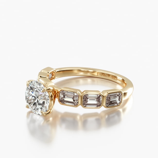 14K Yellow Gold Bezel Set Emerald Cut Diamond Eternity Ring-151561y14