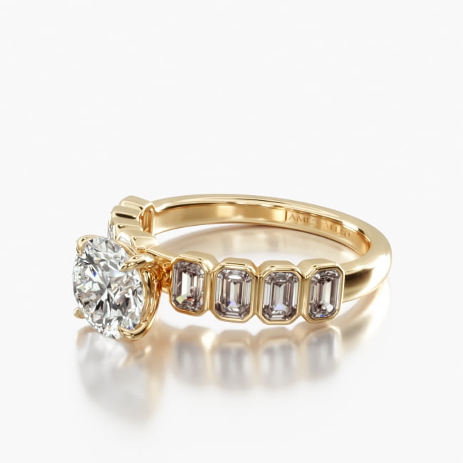 14K Yellow Gold Bezel Set Emerald Cut Diamond Eternity Ring-151581y14