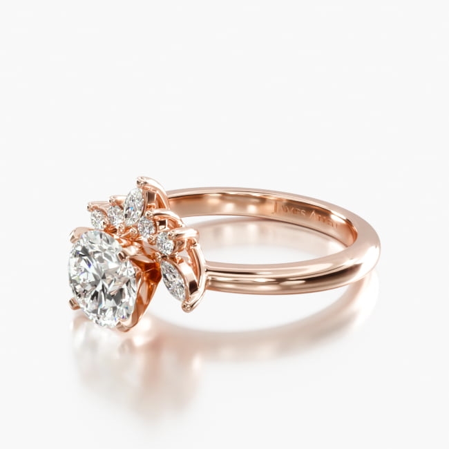 14K Rose Gold Diamond Half Halo Wedding Ring-15160r14