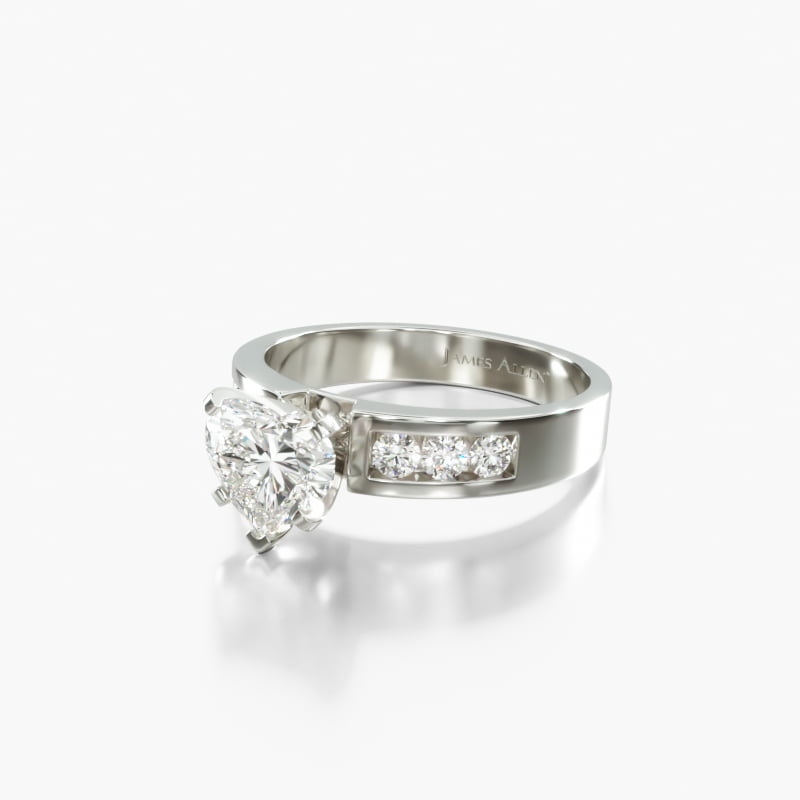 14K White Gold Channel Set Round Shaped Diamond Engagement Ring