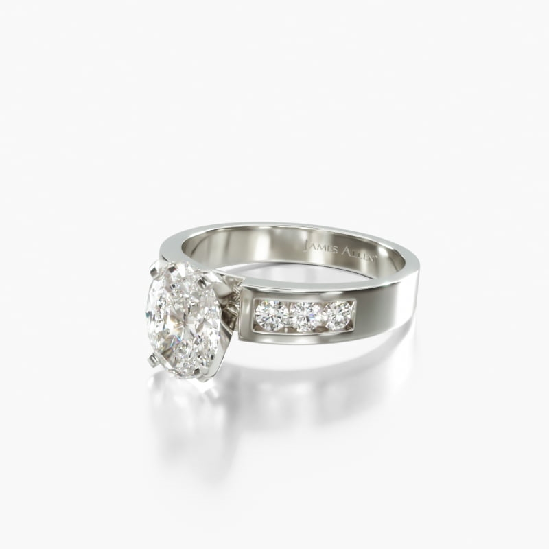 18K White Gold Channel Set Round Shaped Diamond Engagement Ring