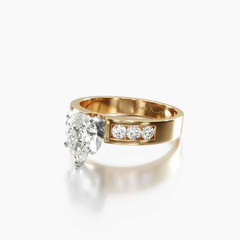 14K Yellow Gold Channel Set Round Shaped Diamond Engagement Ring