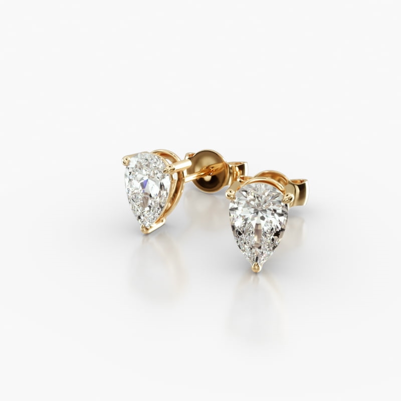 14K Yellow Gold Pear Shape Diamond Stud Earrings (Mounting)-89008y14