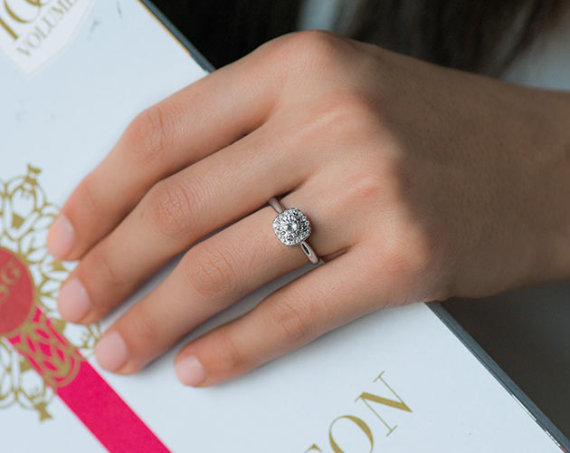 14K White Gold Halo Engagement Ring by Martin Flyer