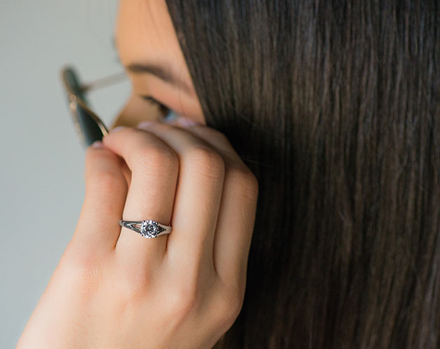 18K White Gold Split Shank Diamond Engagement Ring by Martin Flyer