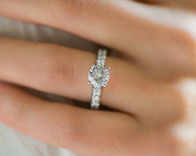 14K White Gold Prong Set Diamond Engagement Ring by Martin Flyer