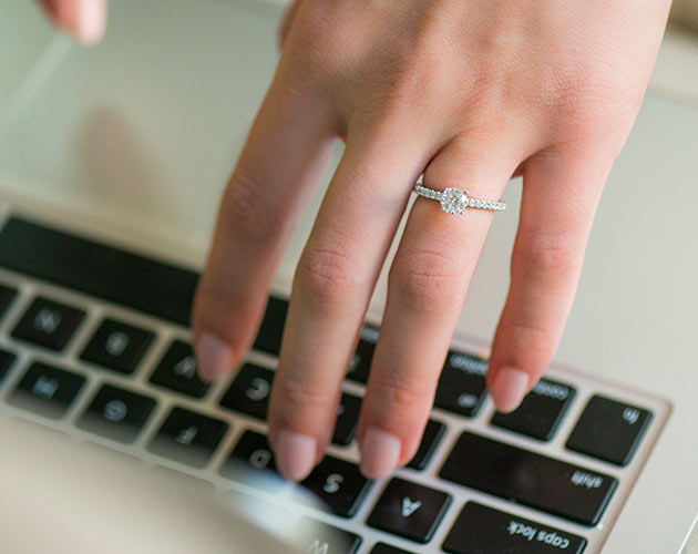14K White Gold Cut Down Pavé Engagement Ring by Martin Flyer