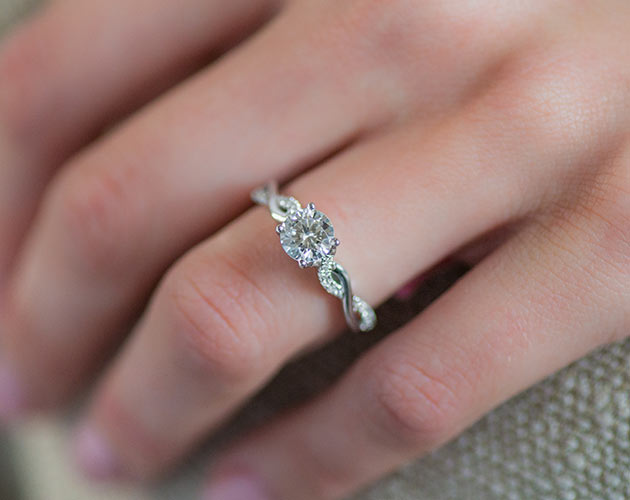 14K White Gold Single Row Pavé Infinity Engagement Ring by Martin Flyer