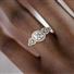 14K White Gold Three Stone Decorative Bridge Engagement Ring-17034w14