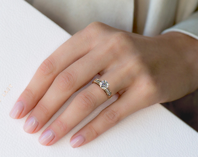 18K Yellow Gold Channel Set Diamond Engagement Ring