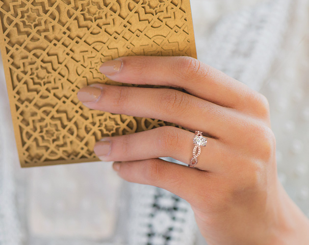 14K Rose Gold Vintage Infinity Engagement Ring