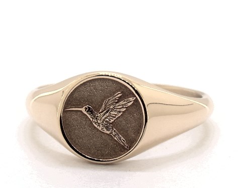 fine jewelry, precious metal, 14k yellow gold hummingbird signet ring ...