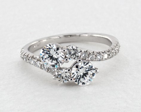 14K White Gold Two Stone Diamond Accent Ring-17672w14