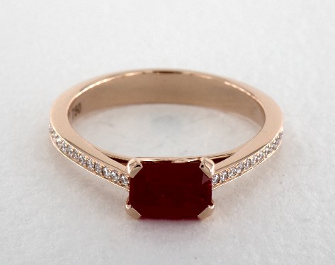 18K Rose Gold Tab Prong Ruby Ring-csrga126r